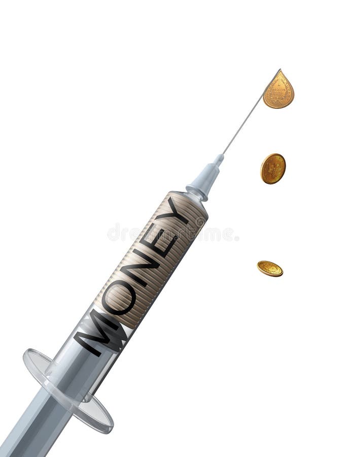 Cash Syringe Injection Concept For Gold Dollar Stock Illustration ...