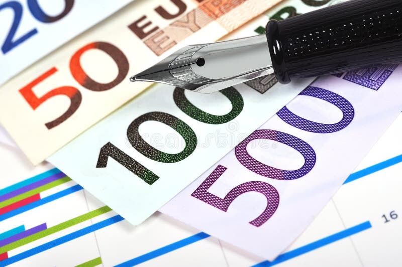 Money and ink pen stock image. Image of money, euro, income - 49367505