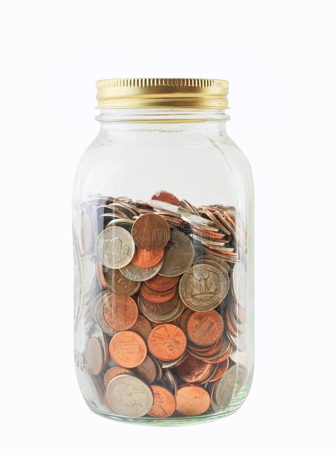 Money Jar - Isolated stock photo. Image of coins, closed - 9236398