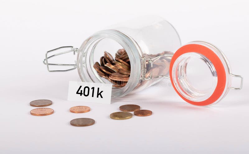 Money Jar with 401k Note Isolated on White Stock Image - Image of ...