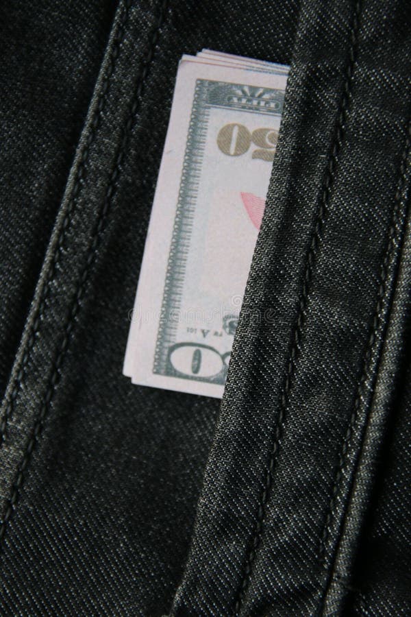 Money in Pocket. Dollar Bills in a Back Pocket of Jeans Stock Photo ...