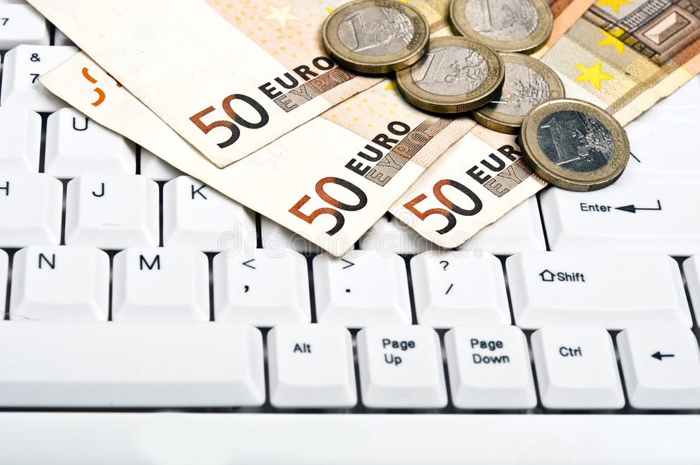 Money on keyboard stock image. Image of keyboard, european - 20696403