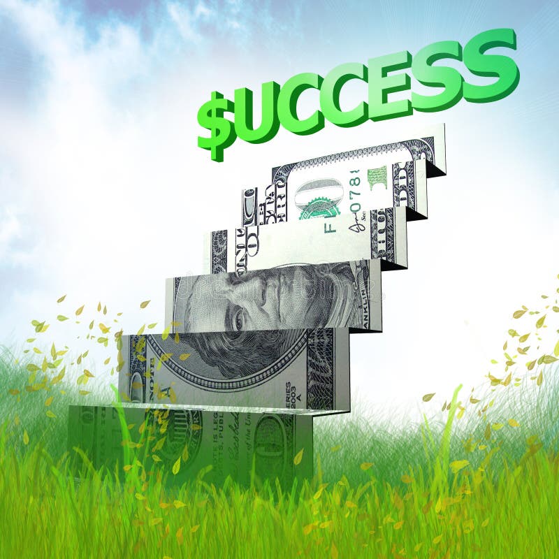 Money Ladder Origami in the Meadow Stock Illustration - Illustration of ...