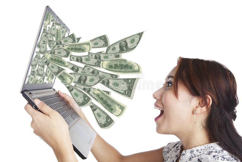 Money from laptop stock image. Image of cash, flying - 25082515
