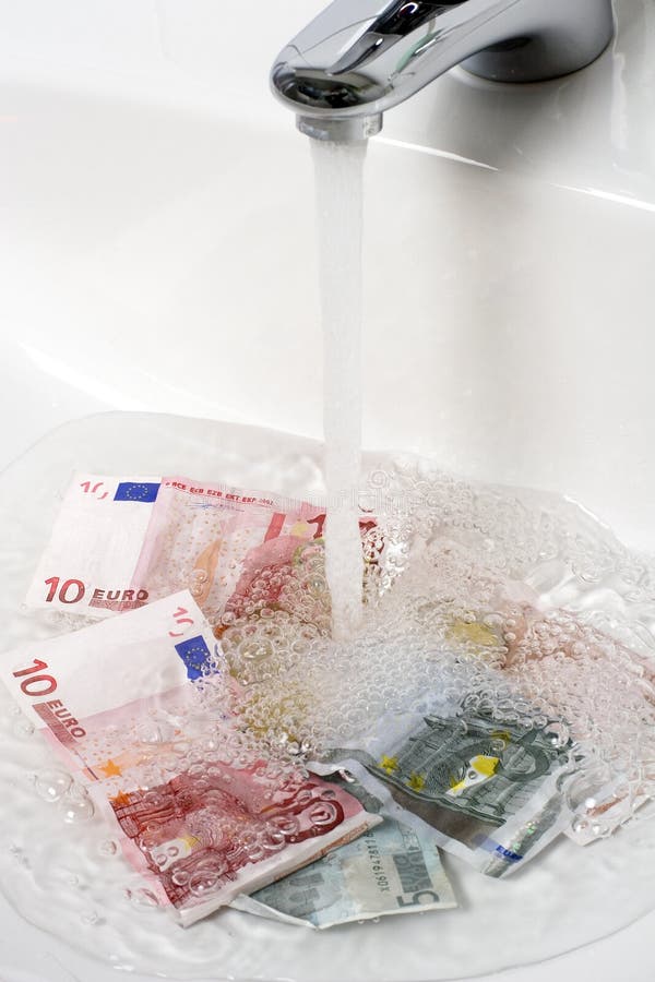 Euros Inside Washing Machine, Money Laundering Concept Stock Image ...