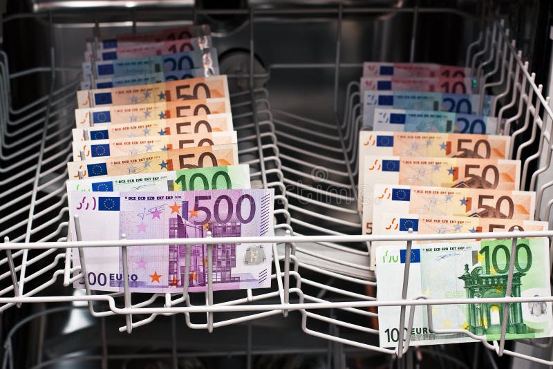 Euros Inside Washing Machine, Money Laundering Concept Stock Image ...