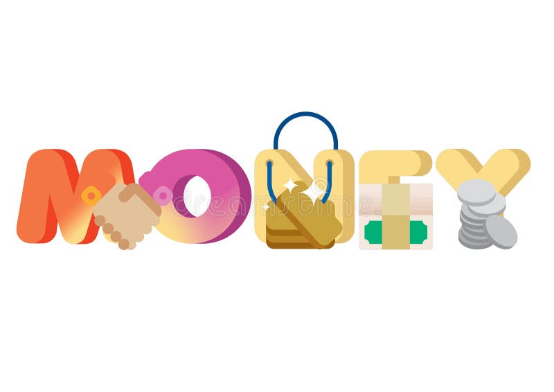 Money Lettering Design. Vector Illustration Decorative Design Stock ...