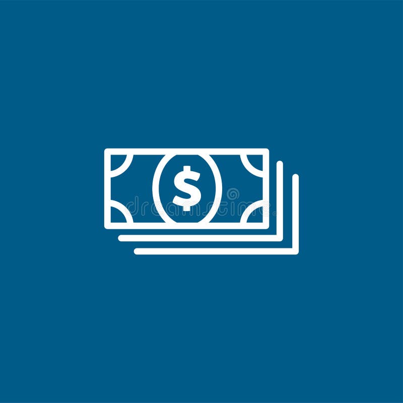 Money Line Icon on Blue Background. Blue Flat Style Vector Illustration ...