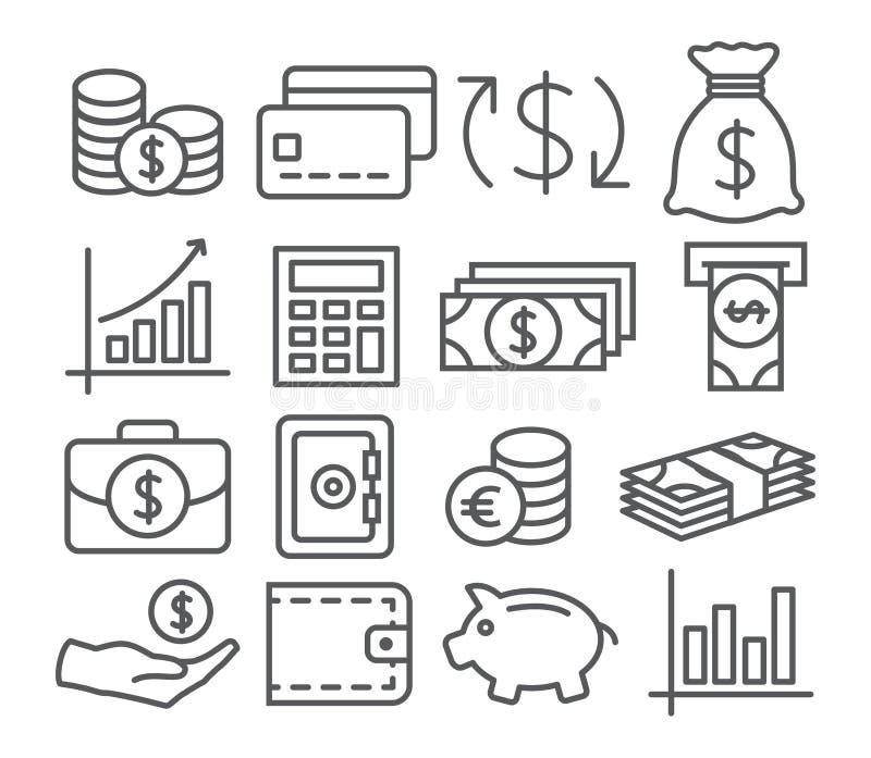 Money icons set stock vector. Illustration of bank, cash - 31310554
