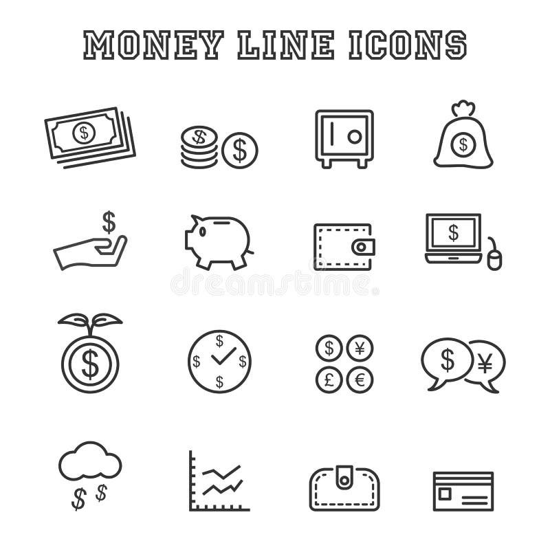 Money Minimal Outline Icons Stock Vector - Illustration of coin, cash ...