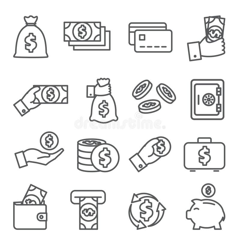 Money Line Icons stock vector. Illustration of cash, calculator - 62236909