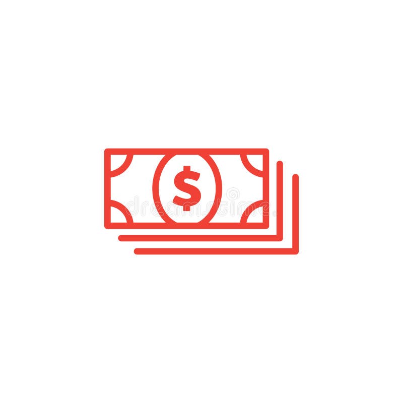 Money Line Red Icon on White Background. Red Flat Style Vector ...