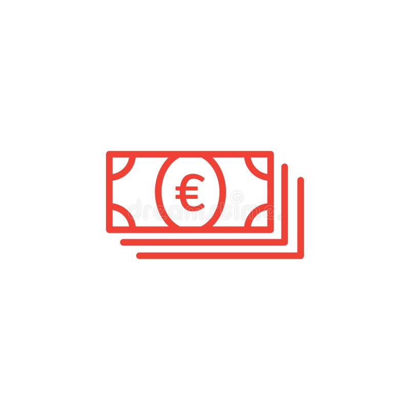 Money Line Red Icon on White Background. Red Flat Style Vector ...