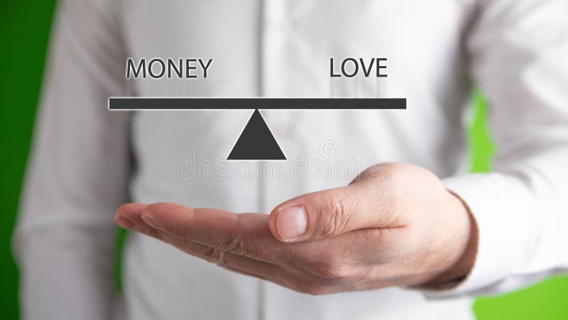 Money and Love Words on Scales Stock Photo - Image of seesaw, decision: 369605990