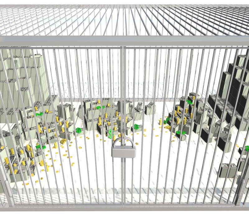 Money Lying in a Large Cage Stock Illustration - Illustration of ...