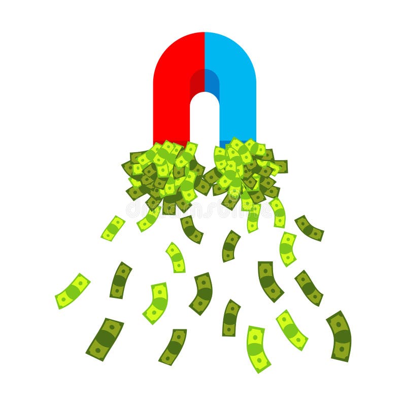 Money Magnet Isolated. Attracting Dollars. Concept Get Rich Magnet ...