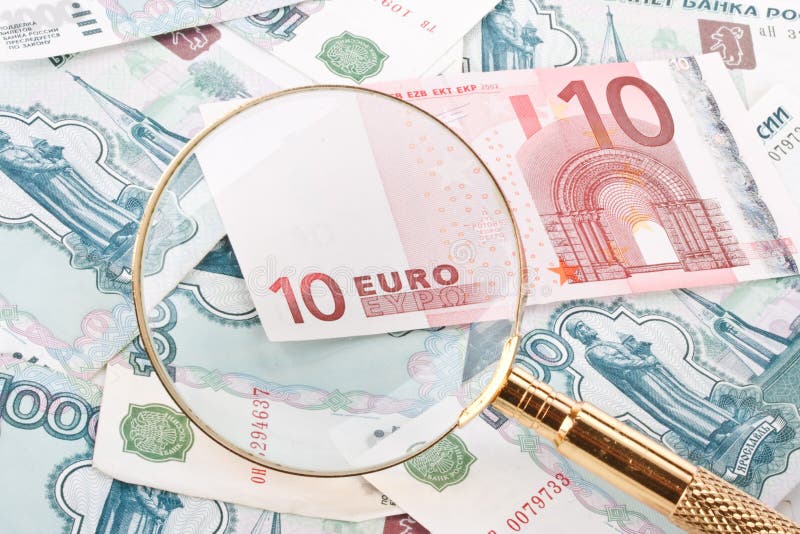 Money and magnifier stock image. Image of examine, financial - 8018875