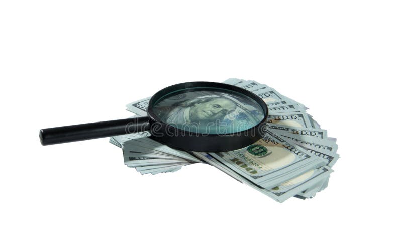 Money and magnifying glass stock photo. Image of bankrupt - 41929146