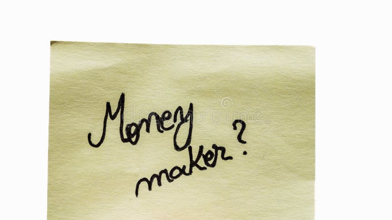Money Maker Handwriting Text Close Up Isolated on Yellow Paper with ...