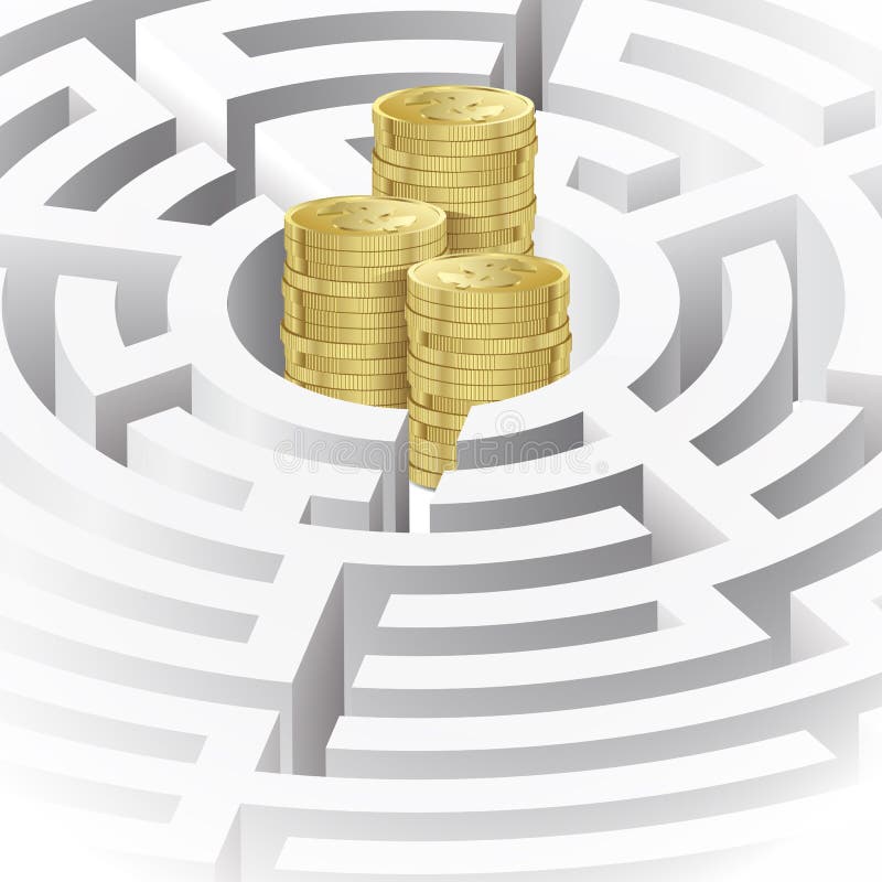 Money in Maze - Dollar Sign in Middle Stock Illustration - Illustration ...