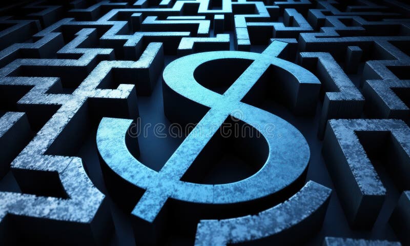 Money Maze Solve Blue Imposing Stock Illustration - Illustration of ...