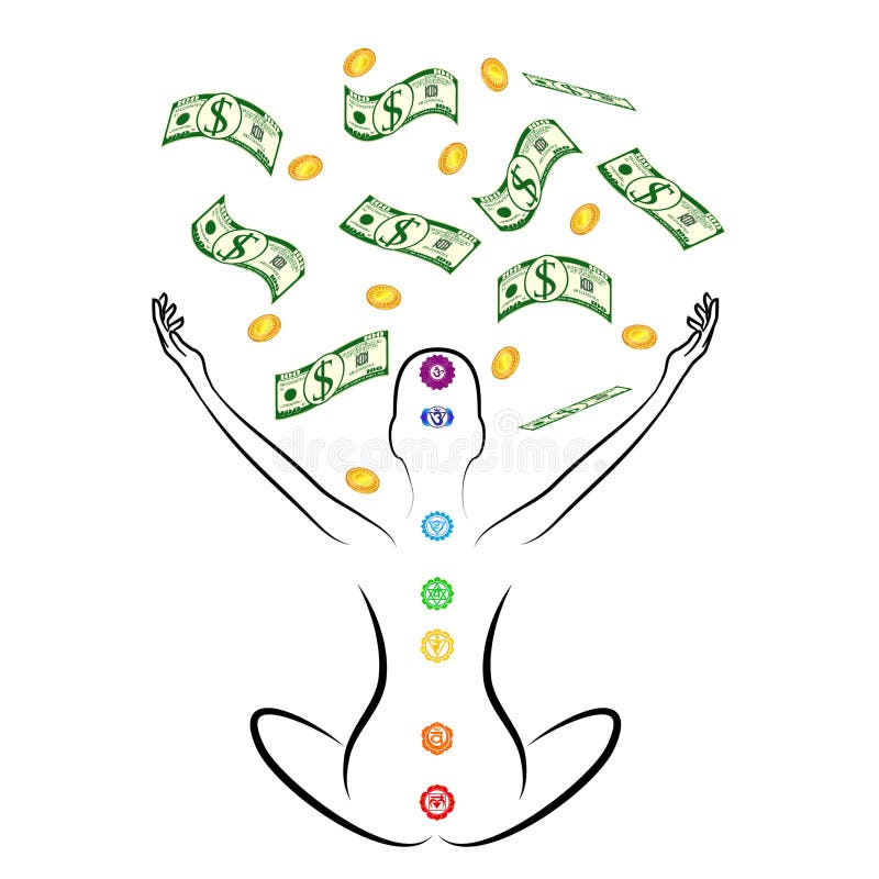 Money meditation stock vector. Illustration of cosmic - 68314925