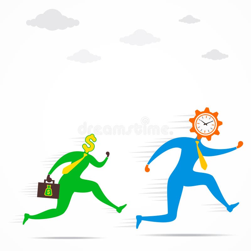 Money Men Run for Time Concept Stock Vector - Illustration of ...