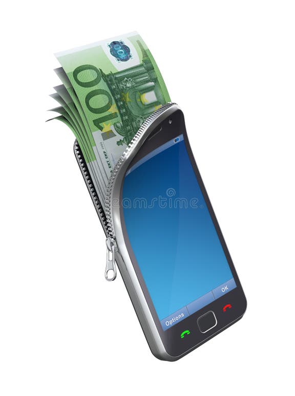 Money in the mobile phone stock illustration. Illustration of ...