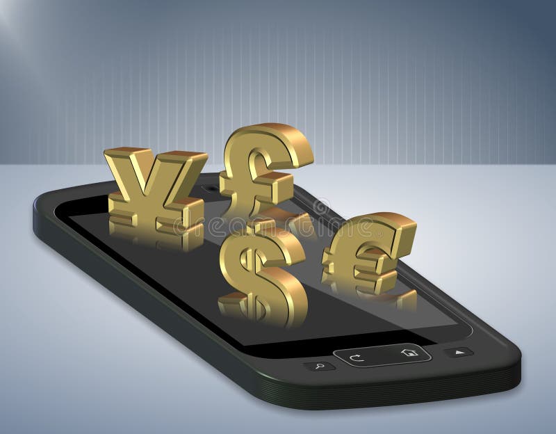 Money and mobile phone stock illustration. Illustration of currency ...