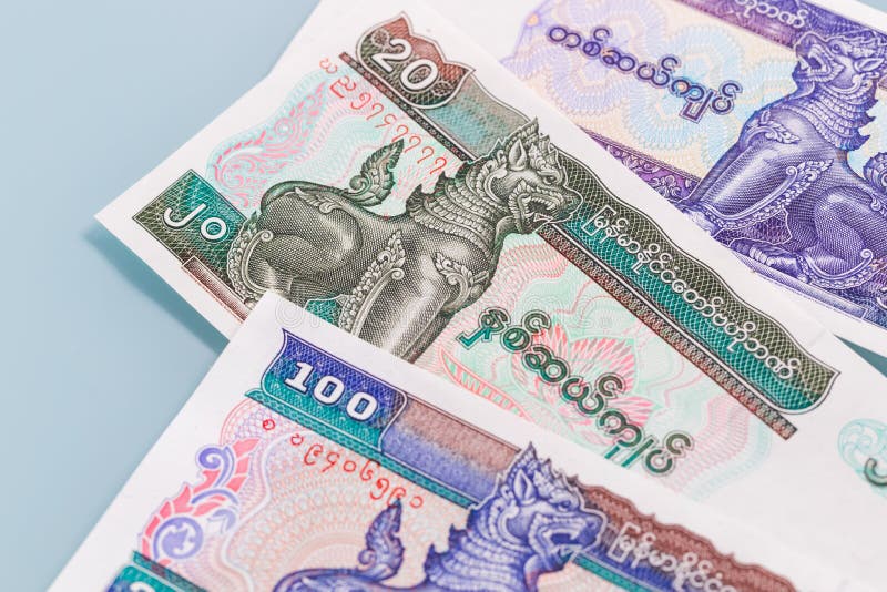 Money from Myanmar, Kyat, Various Banknotes Stock Image - Image of cash ...