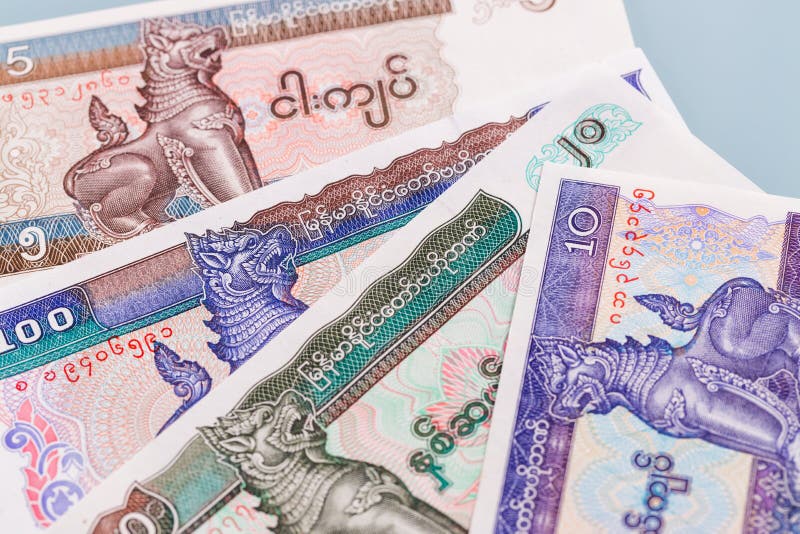 Money from Myanmar, Kyat, Various Banknotes Stock Photo - Image of ...