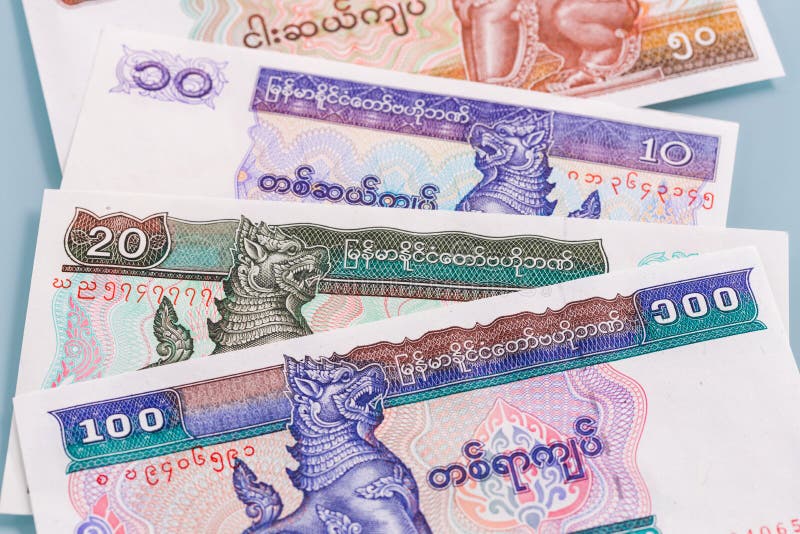 Money from Myanmar, Kyat, Various Banknotes Stock Photo - Image of ...