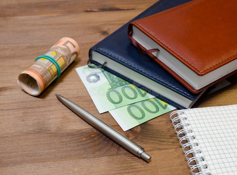 Money on Top of Notepad and daily Routine Stock Image - Image of ...