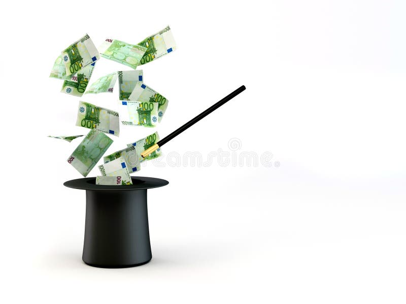 Money from magic hat stock illustration. Illustration of wand - 53222784