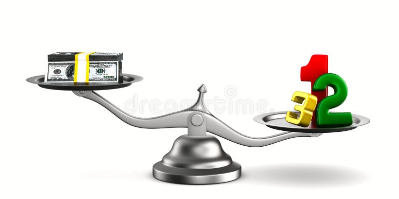 Money and Numbers on Scales Stock Illustration - Illustration of bill ...