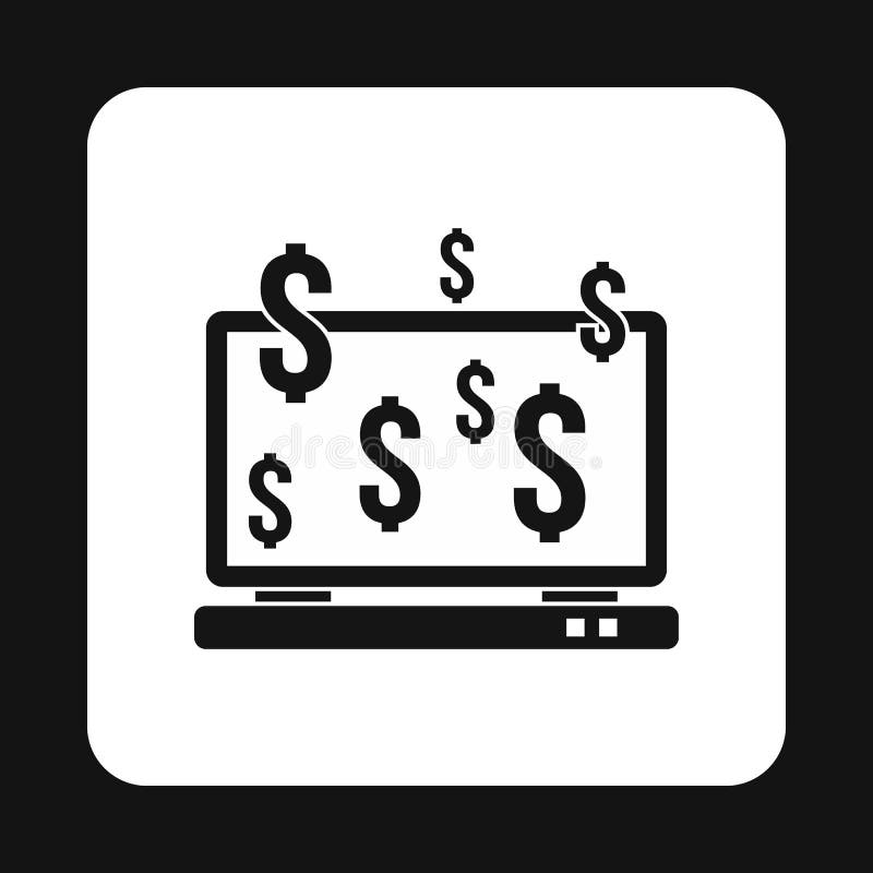 Money Online on Computer Icon, Simple Style Stock Vector - Illustration ...