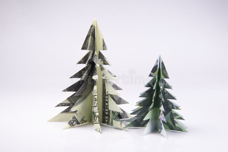 Money Origami Christmas Tree Stock Image - Image of holiday, estate ...