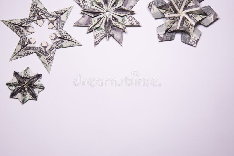 Money Origami snowflake stock photo. Image of life, safety - 78630954