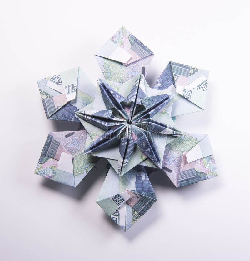 Money Origami snowflake stock image. Image of concept - 77948255