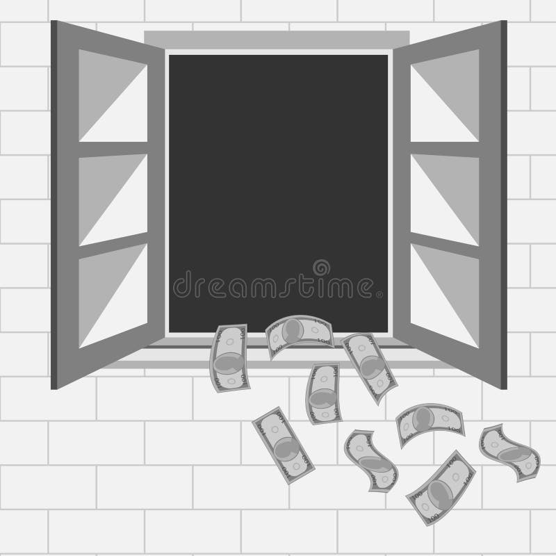 Money out the window stock illustration. Illustration of graphics - 8474110
