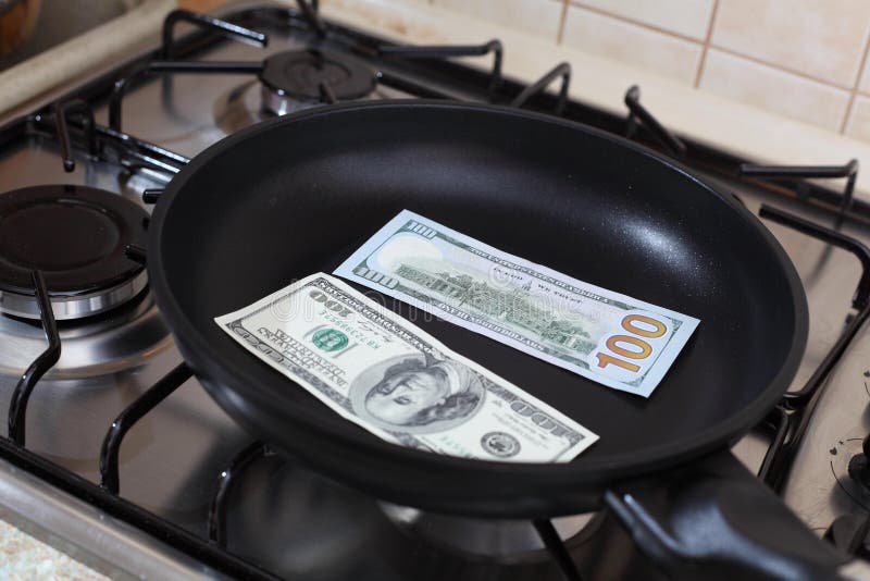 Money in a pan stock image. Image of handle, kitchen - 50899731