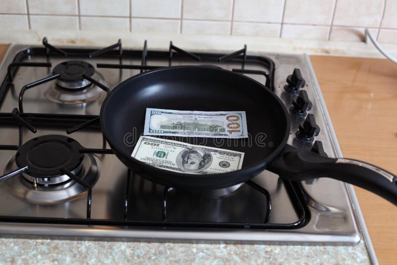 Money in a pan stock photo. Image of cooking, sign, utensil - 55916902