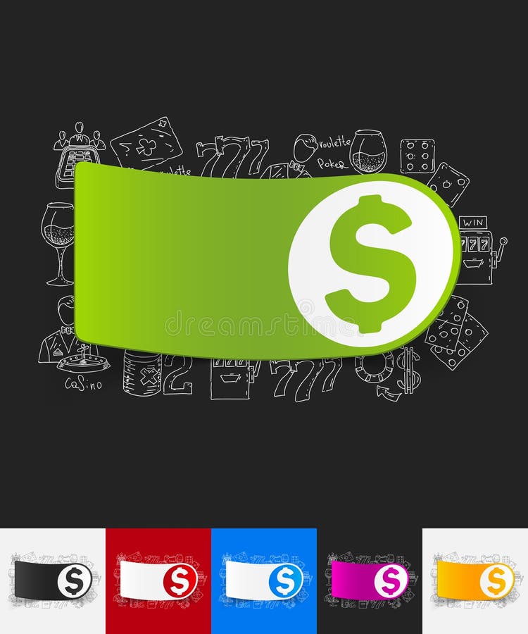 Money Paper Sticker with Hand Drawn Elements Stock Vector ...