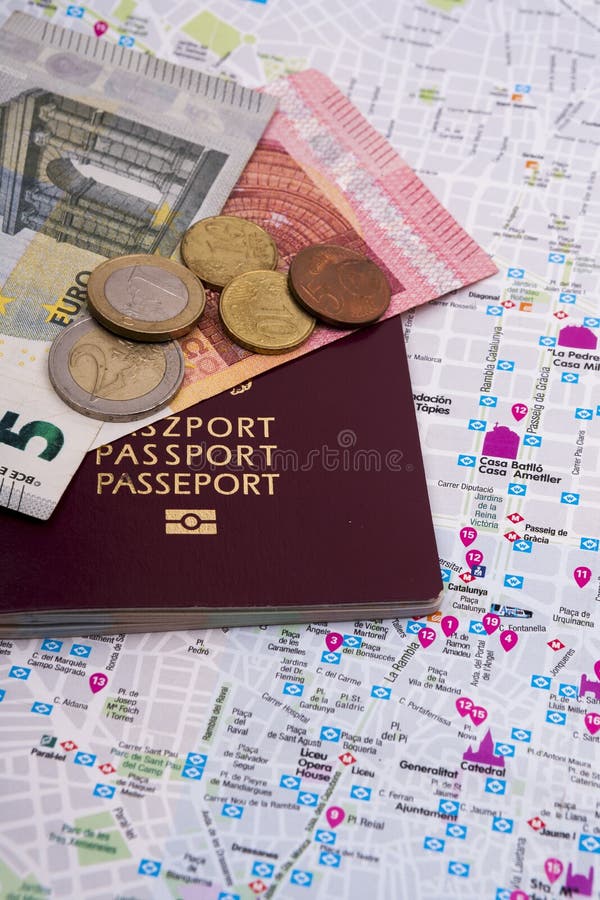 Money and Passport on Top of the Map Stock Photo - Image of money ...