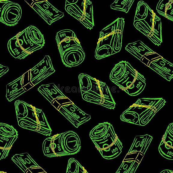Money Pattern with 100 US Dollar Bills in Stack Stock Illustration ...