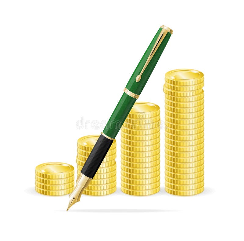 Money and Pen Business Concept. Vector Stock Vector - Illustration of ...