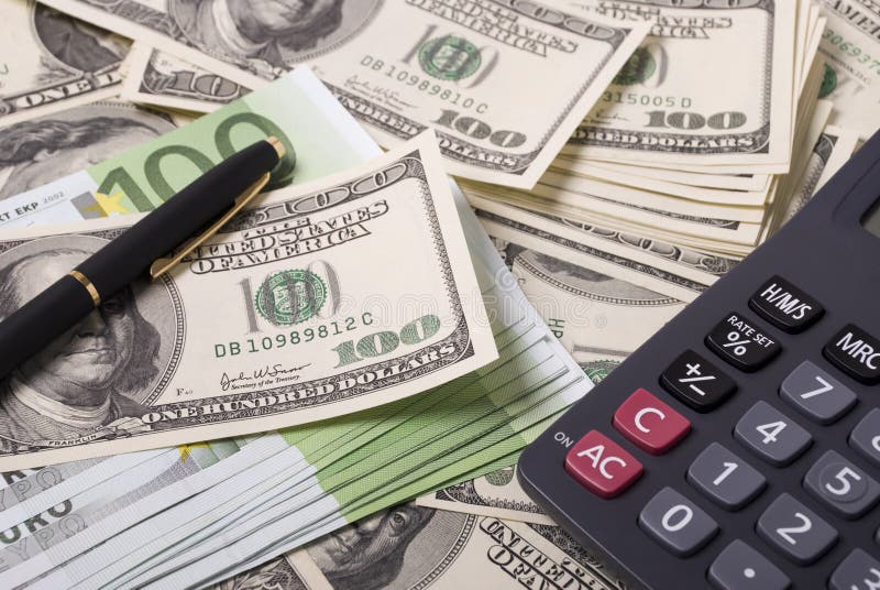 Money,pen and calculator stock image. Image of currency - 10092869