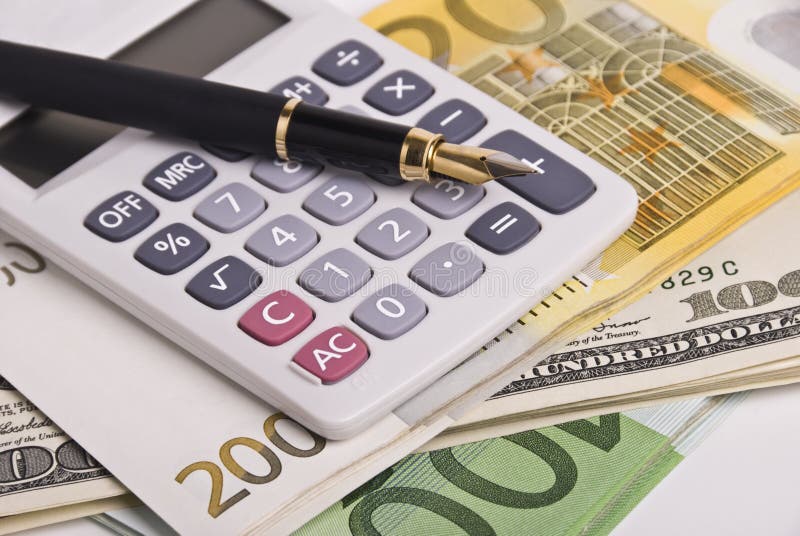 Money Calculator Pen on the Table Stock Photo - Image of expenses, home ...