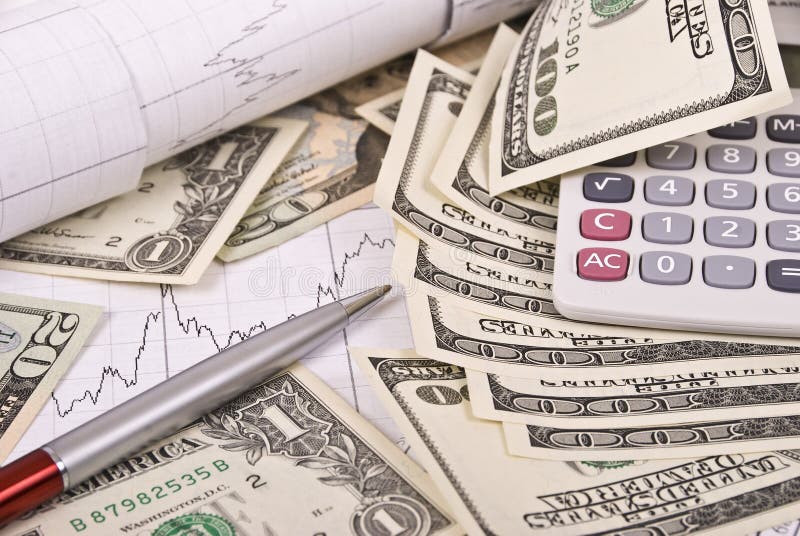 Money, Pen, Graph and Calculator Stock Image - Image of business ...