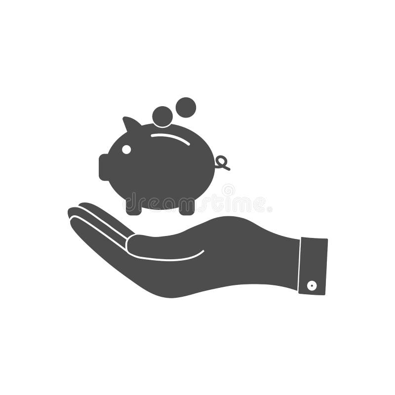 Money, Pig, Saving, Hand Icon. Vector Illustration, Flat Design Stock ...